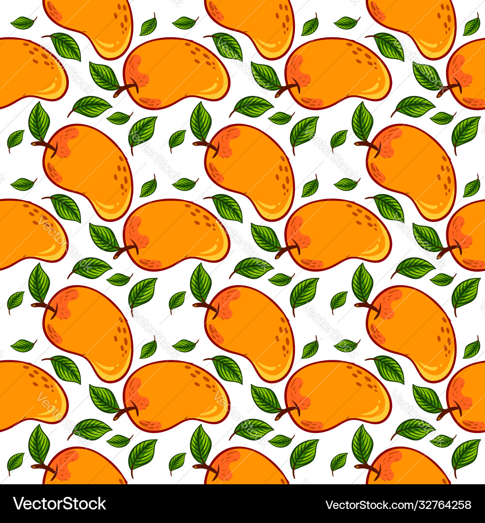 Mango pattern seamless on white background Vector Image