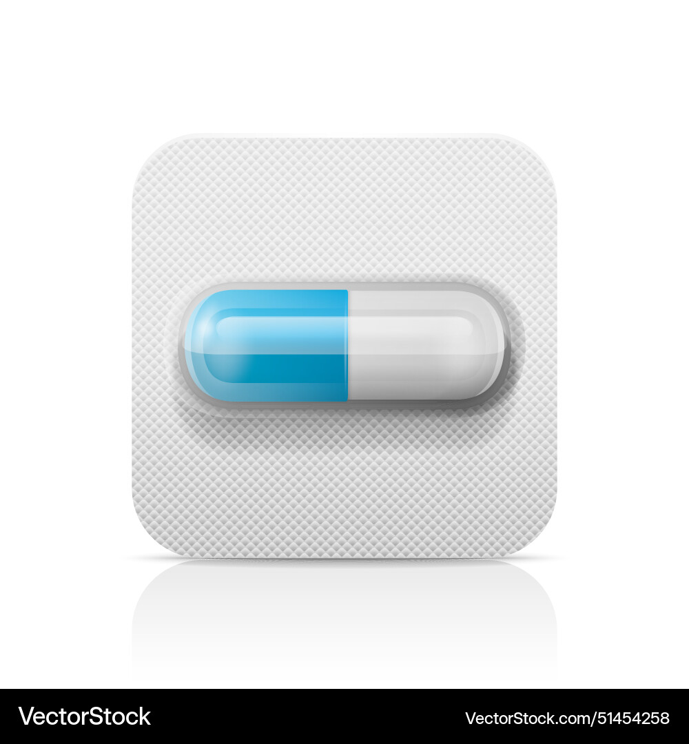 Realistic blue pharmaceutical medical pill Vector Image