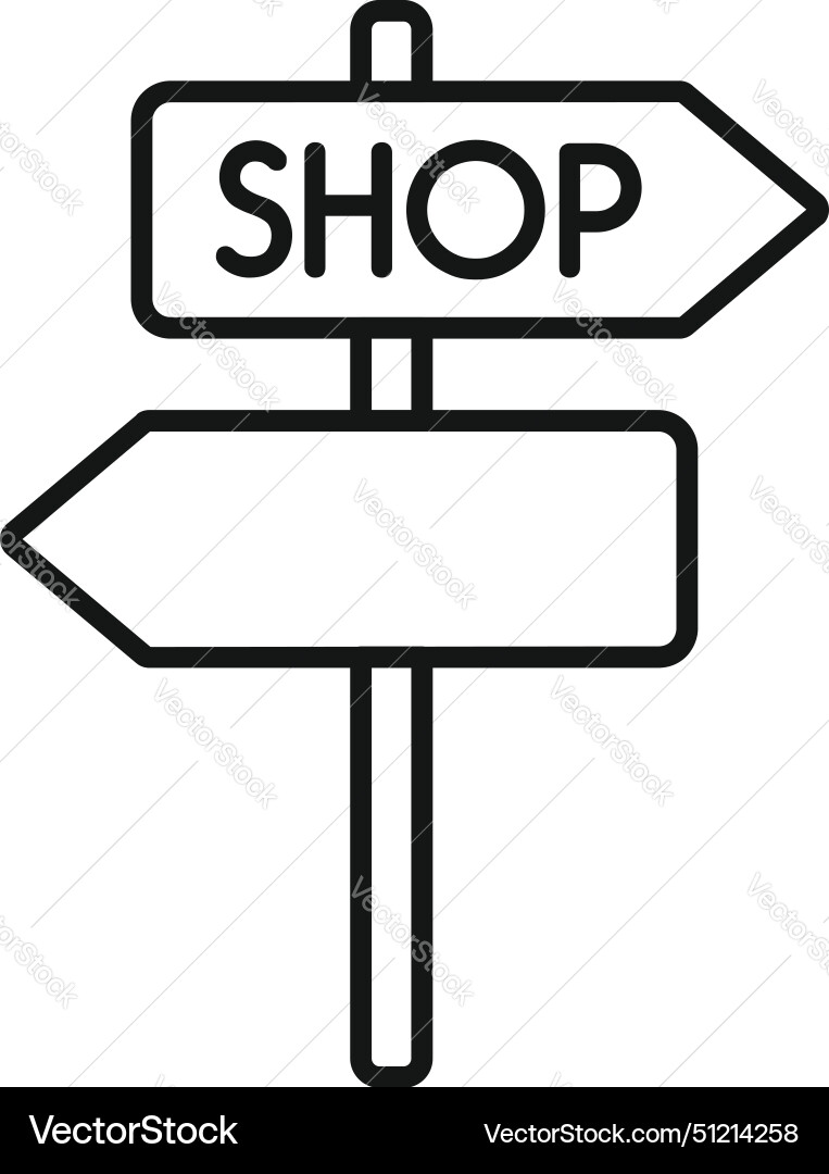 Shop direction road board icon outline Royalty Free Vector