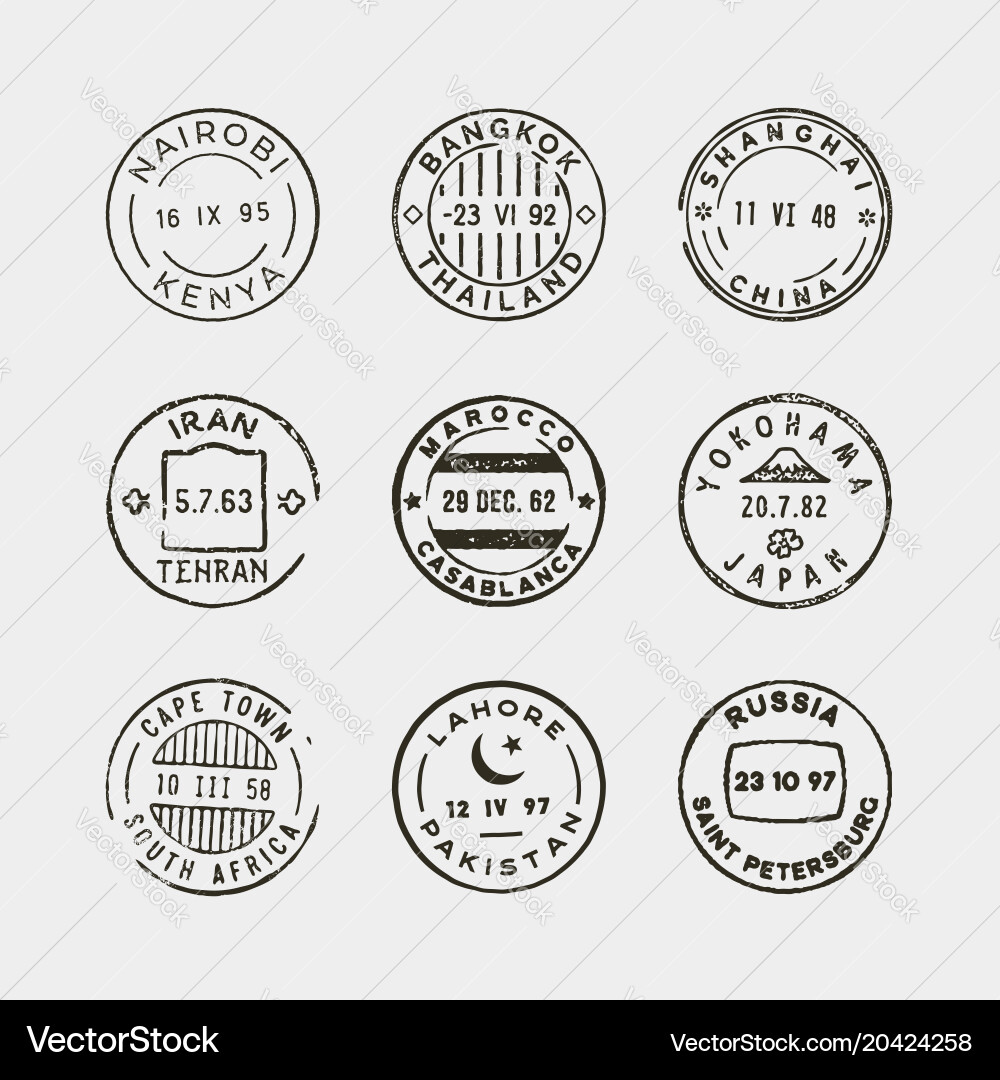 Vintage Postage Stamps Collection Royalty Free Vector Image