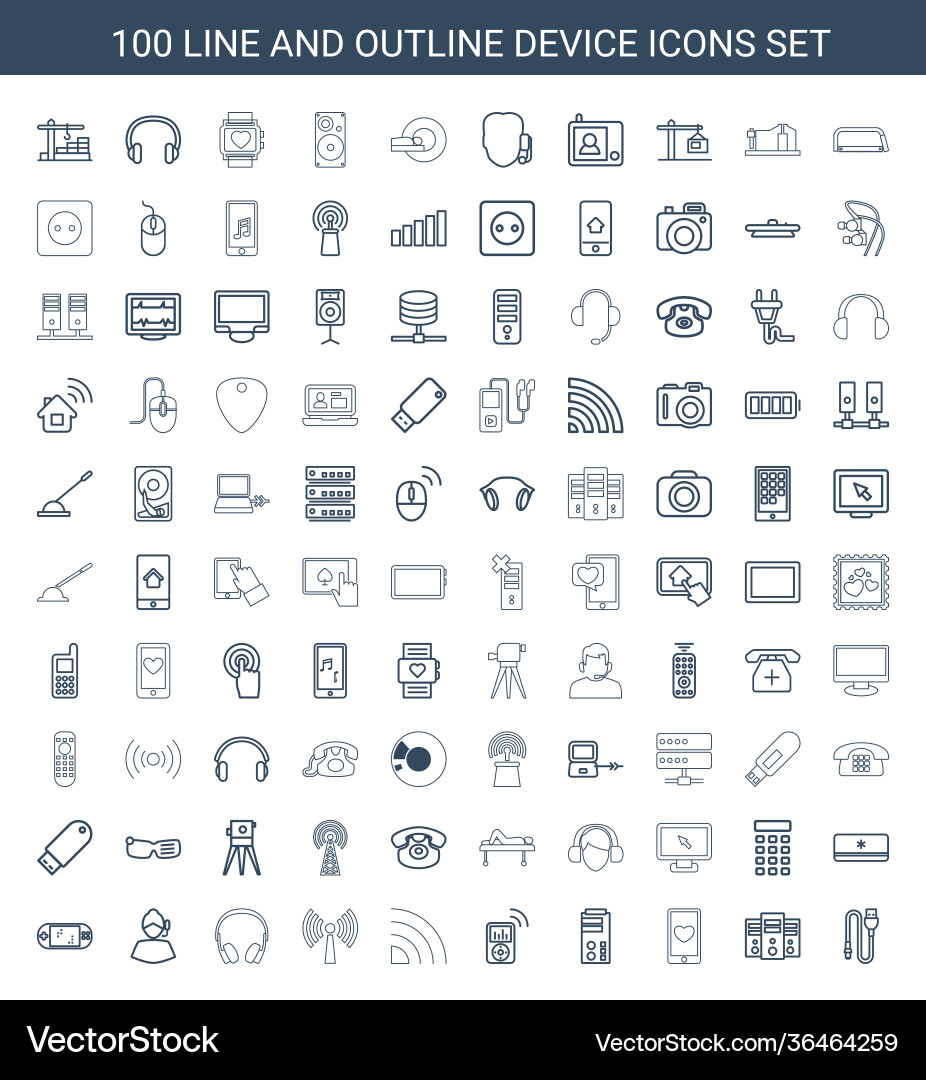 100 device icons Royalty Free Vector Image - VectorStock