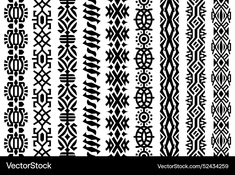 Abstract lace trim decorative patterns set Vector Image