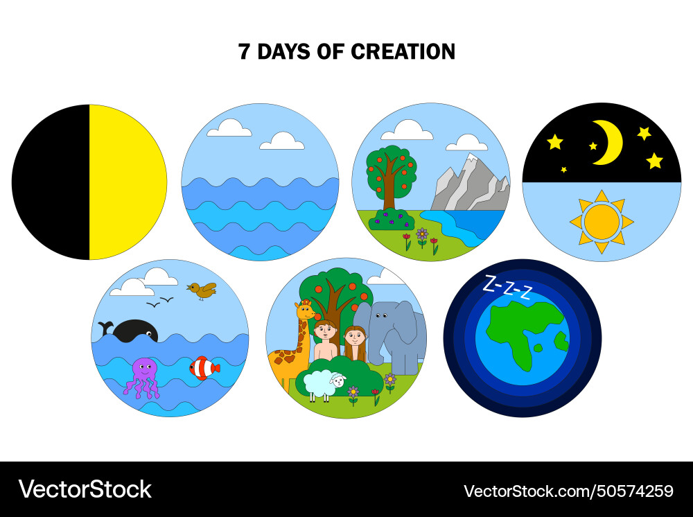 Biblical seven days of creation from light Vector Image