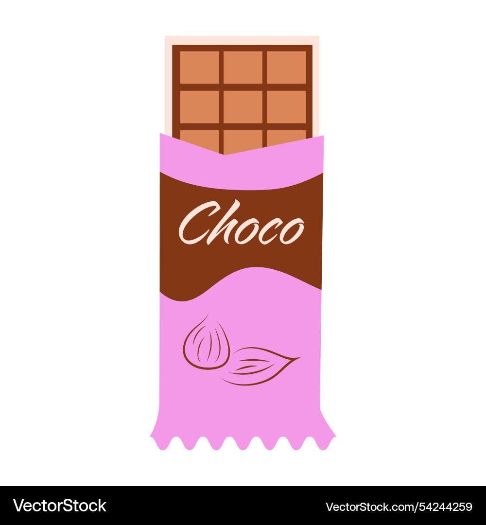 Chocolate tablet in open package flat design Vector Image