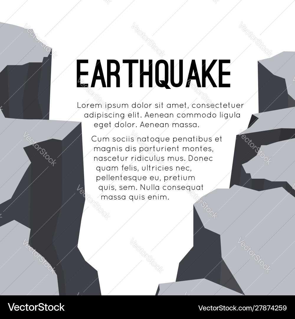 Flat card with earthquake and space for text Vector Image