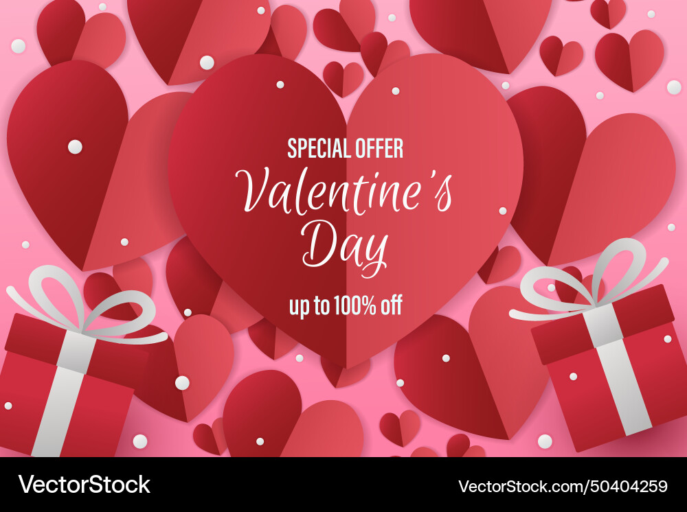 Happy valentines day background with paper cut Vector Image