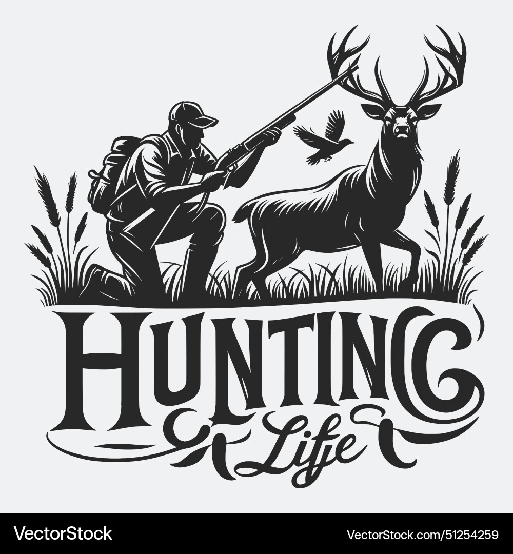 Hunting life svg silhouette file Royalty Free Vector Image