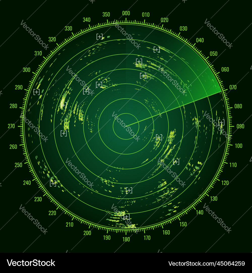 Ship radar screen military and navy sonar display Vector Image