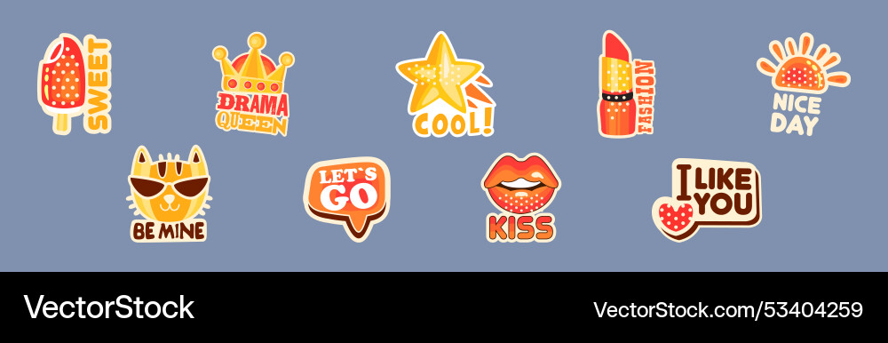 Trendy sticker and patch with cool inscription Vector Image