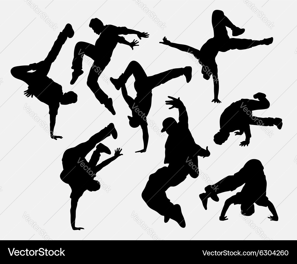 Breakdance Silhouettes - Dynamic Motion Royalty Free Vector