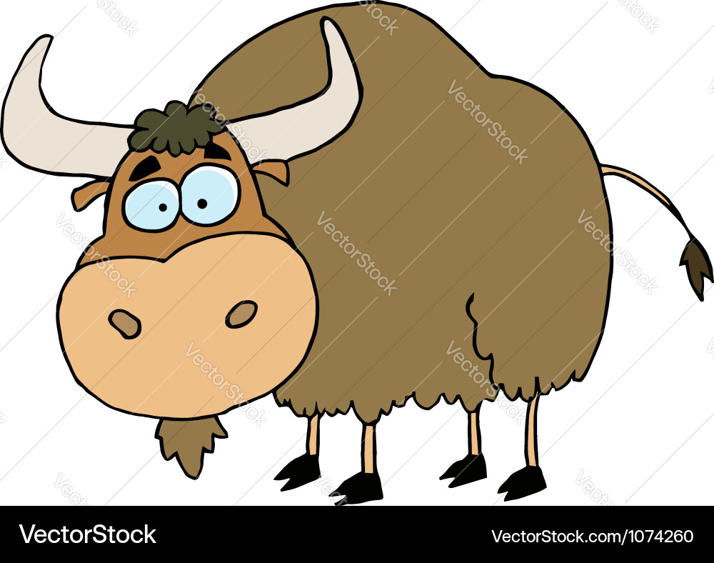 Cartoon brown yak Royalty Free Vector Image - VectorStock