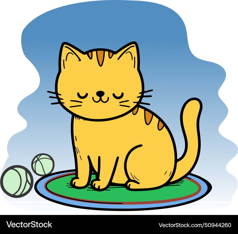 Cartoon cat and balls Royalty Free Vector Image