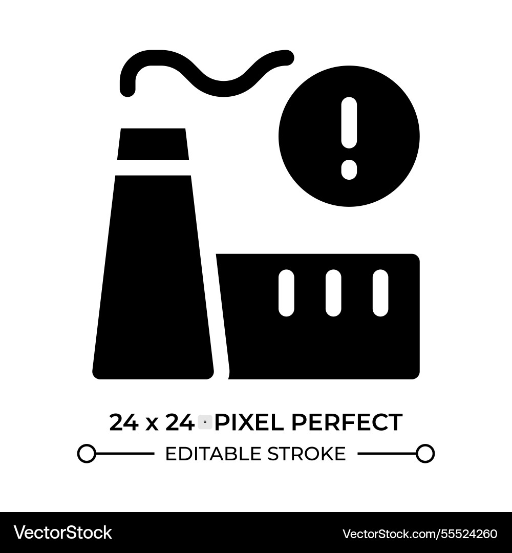 Factory danger warning glyph ui icon Royalty Free Vector