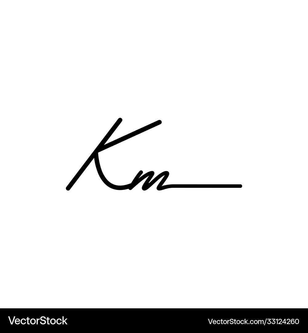 Letter km signature logo template Royalty Free Vector Image