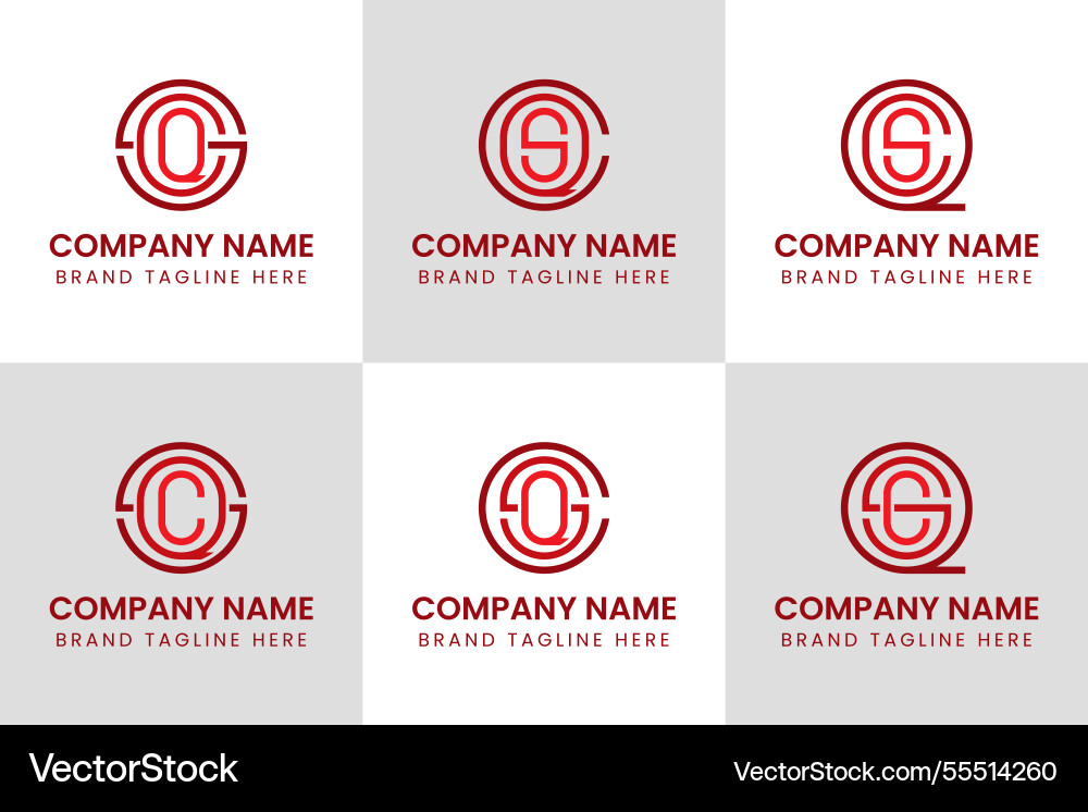 Letters sqc qcs qsc cqs csq monogram logo Vector Image