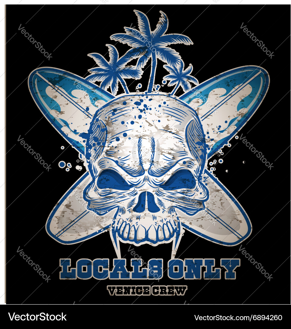 Skull Surfing Waves Royalty Free Vector Image - VectorStock