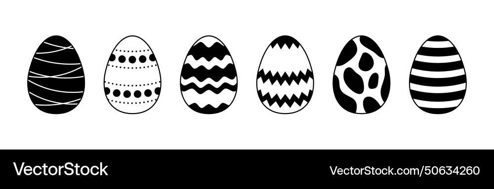Spring easter eggs set black and white egg Vector Image
