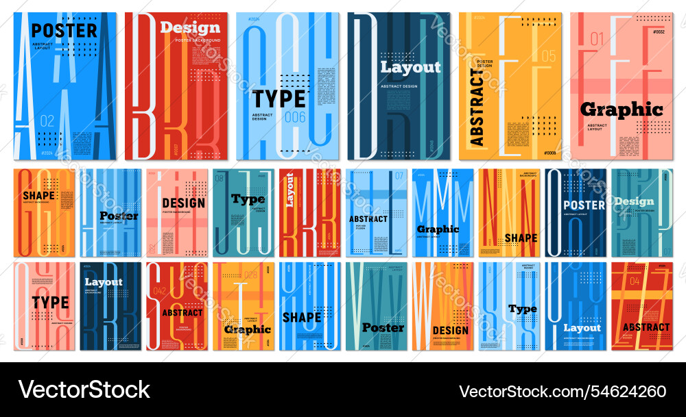 Tall typography book cover alphabet poster layout Vector Image