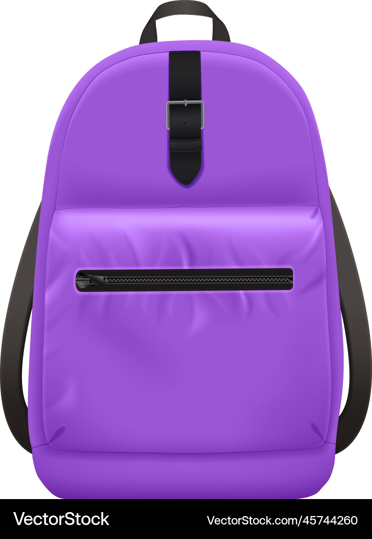 Violet school backpack composition Royalty Free Vector Image
