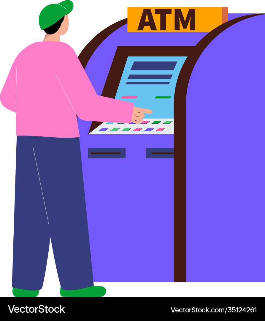 Atm flat icon Royalty Free Vector Image - VectorStock