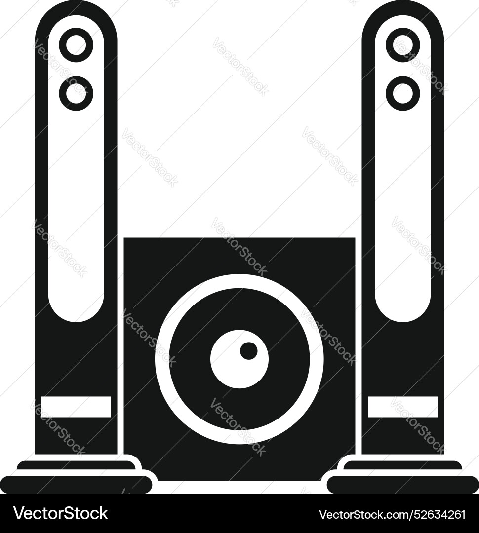 Audio system playing music with two speakers and Vector Image