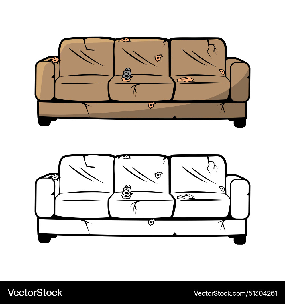 Broken couch design Royalty Free Vector Image - VectorStock