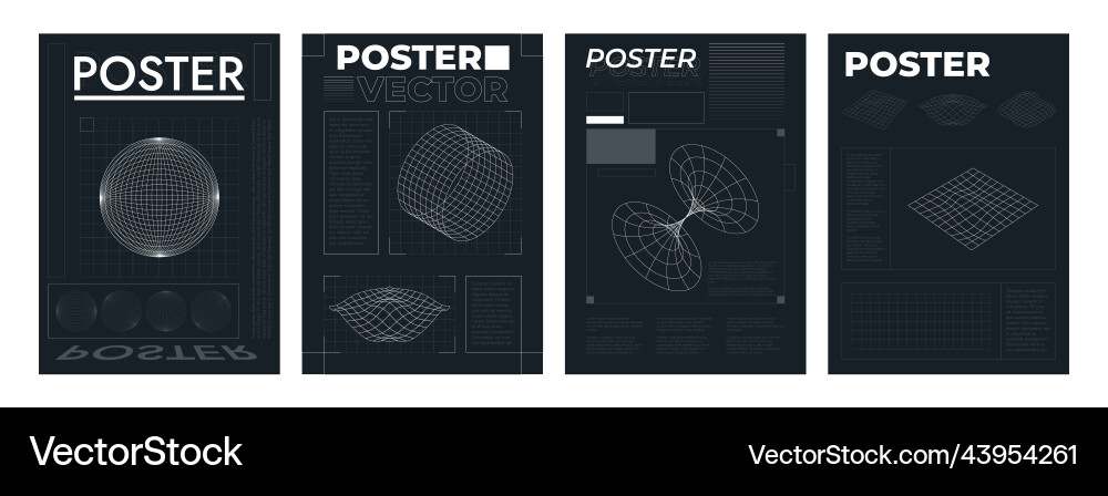 Futuristic grid posters retrofuturistic layout Vector Image