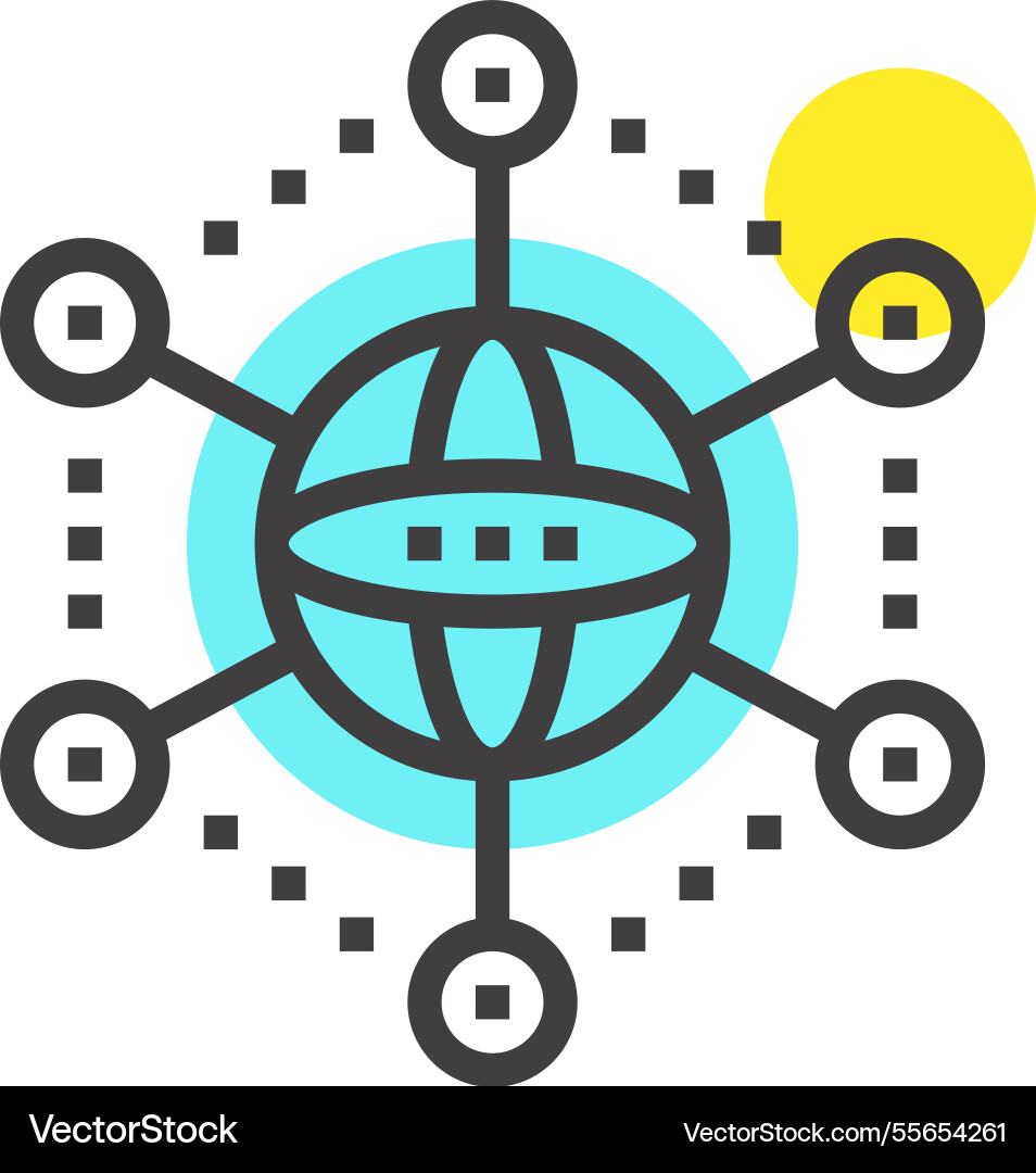 Global network flat line web icon concept Vector Image