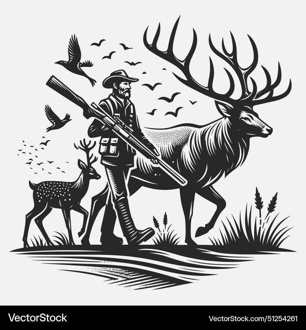 Hunting life svg silhouette file Royalty Free Vector Image