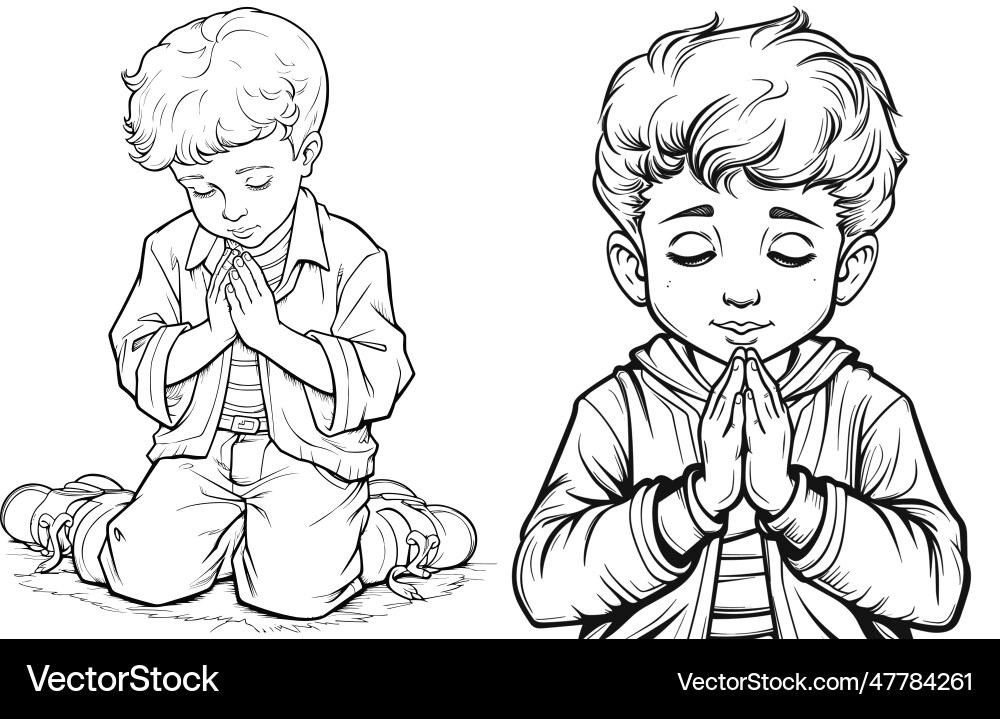 Praying kid Royalty Free Vector Image - VectorStock