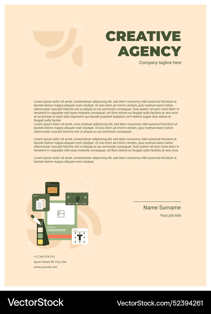 Web design job letterhead template Royalty Free Vector Image