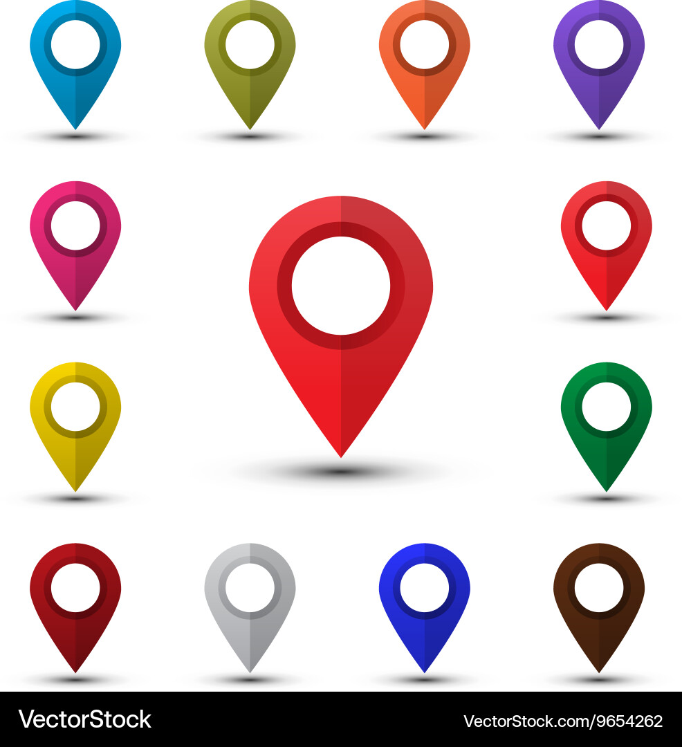 Colorful map pointers Royalty Free Vector Image