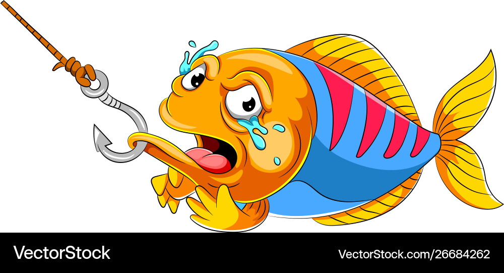 Crying fish on hook Royalty Free Vector Image - VectorStock