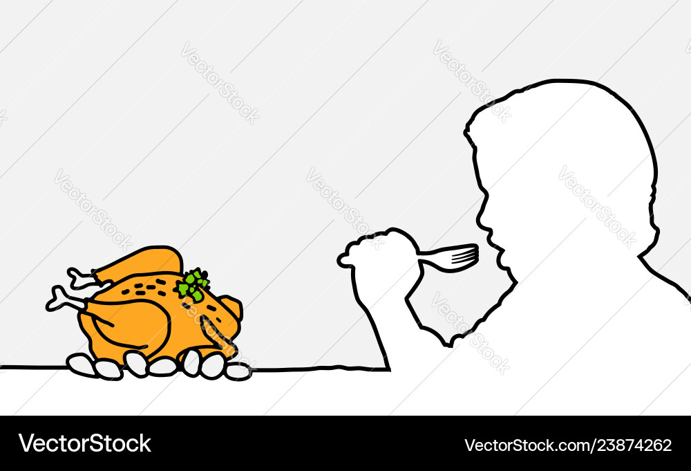 Hungry human and chicken Royalty Free Vector Image