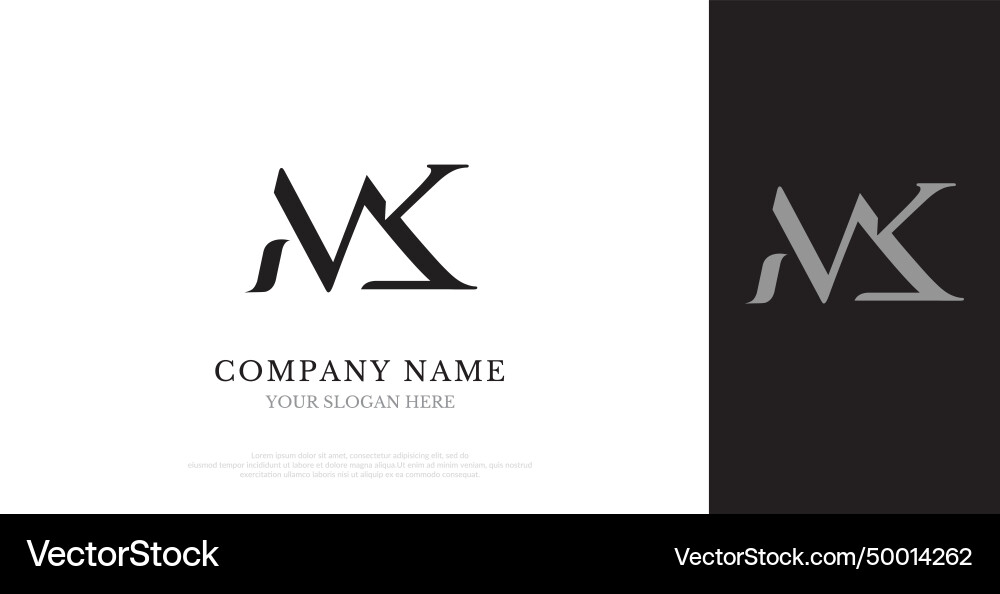 Initial mk logo design Royalty Free Vector Image