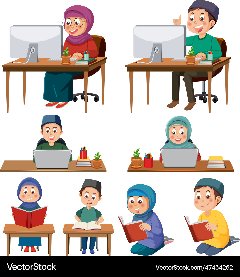 Muslim cartoon characters Royalty Free Vector Image