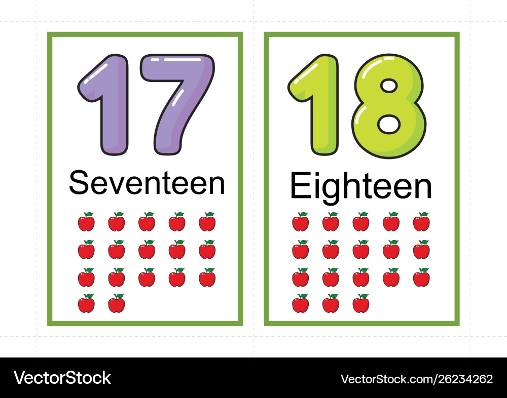 Printable number flashcards for teaching Vector Image