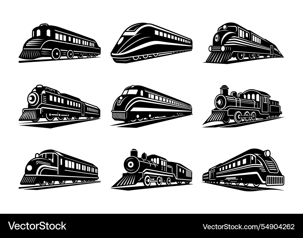 Retro and modern train graphics Royalty Free Vector Image
