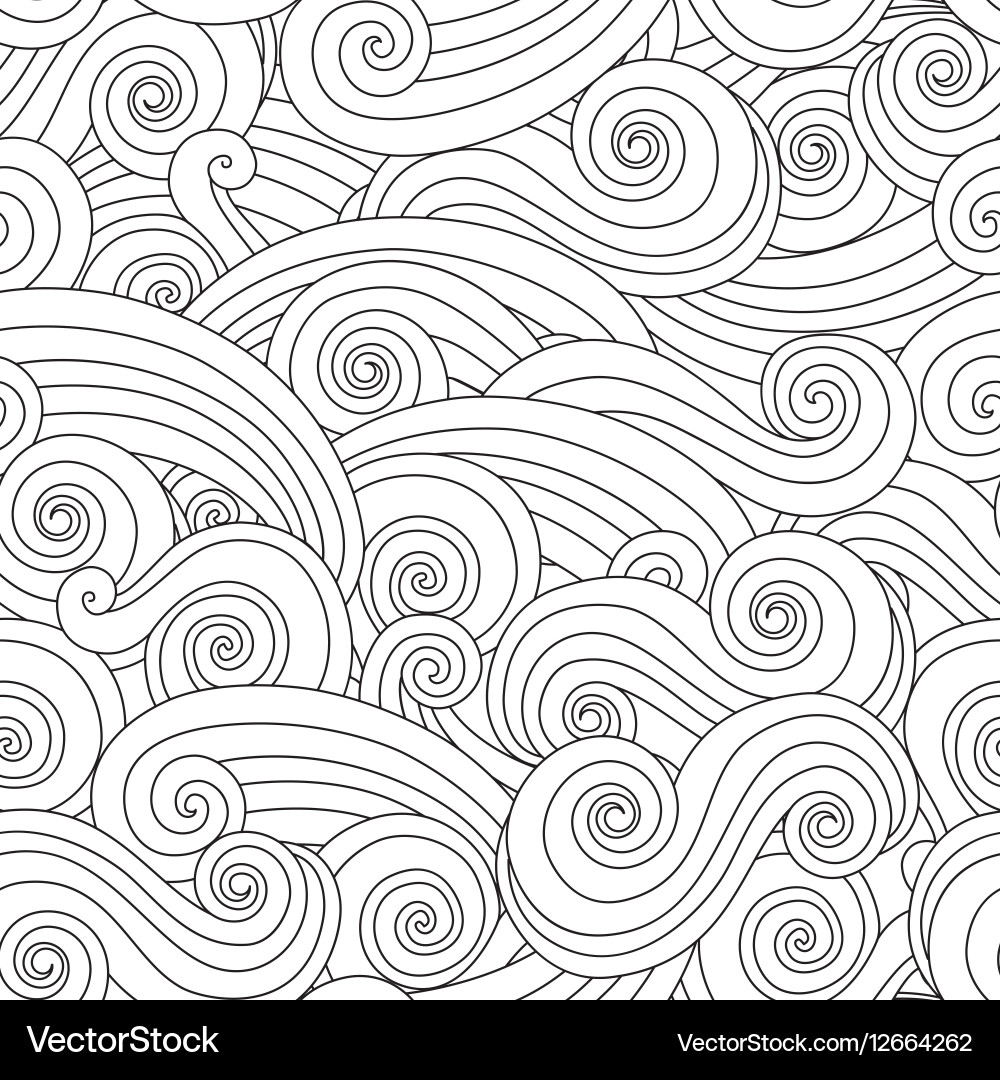 Sea wave seamless pattern isolated on white Vector Image
