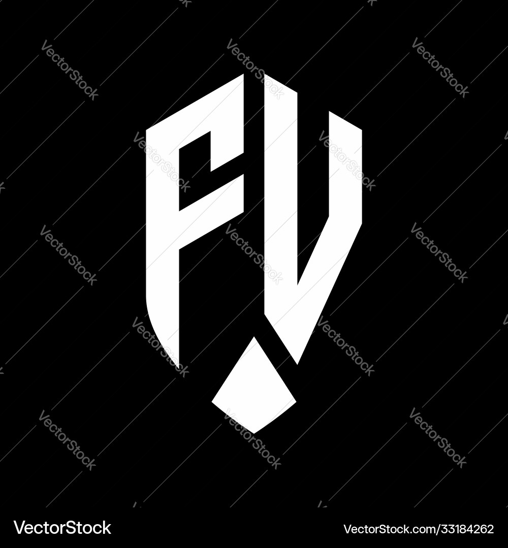 Shield Monogram Logo - FV Royalty Free Vector Image