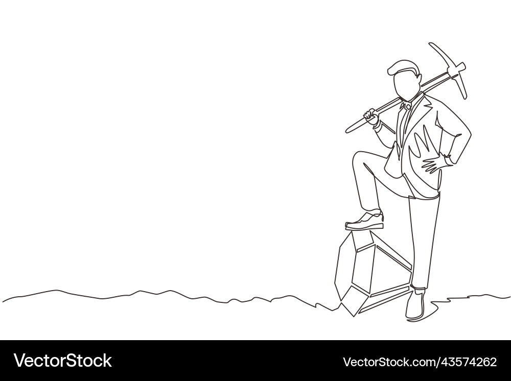 Single one line drawing businessman digging Vector Image