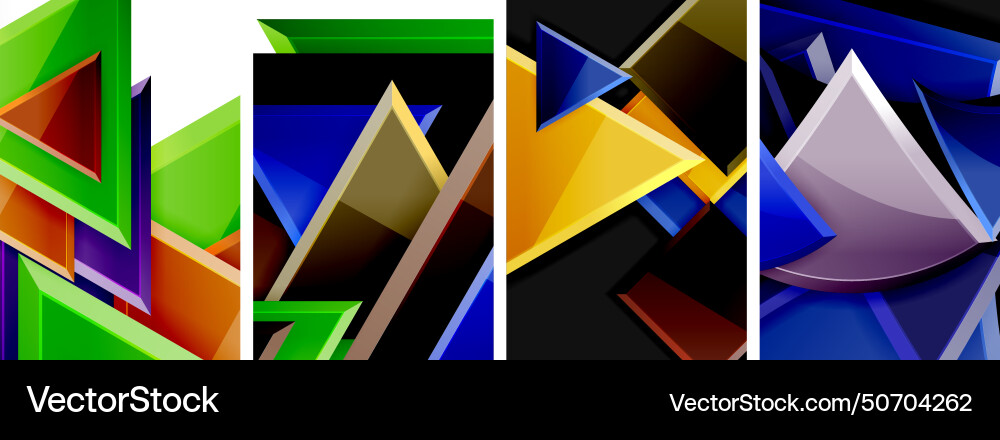 Triangle composition poster background set Vector Image