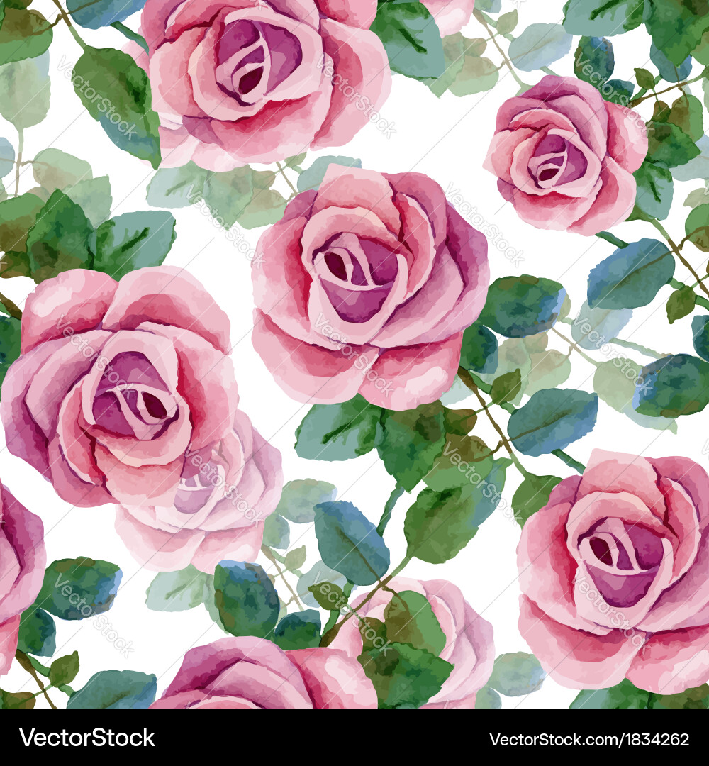 Watercolor Rose Pattern Royalty Free Vector Image