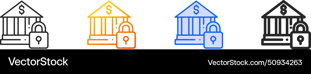Bank iconthin linear gradient blue stroke Vector Image