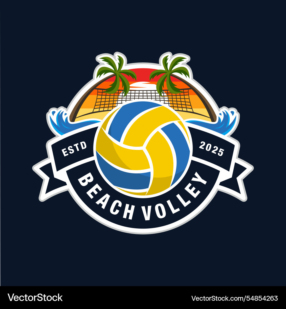 Beach volley logo template Royalty Free Vector Image