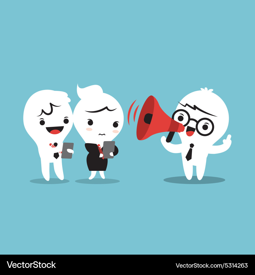 Feedback cartoon with megaphone Royalty Free Vector Image