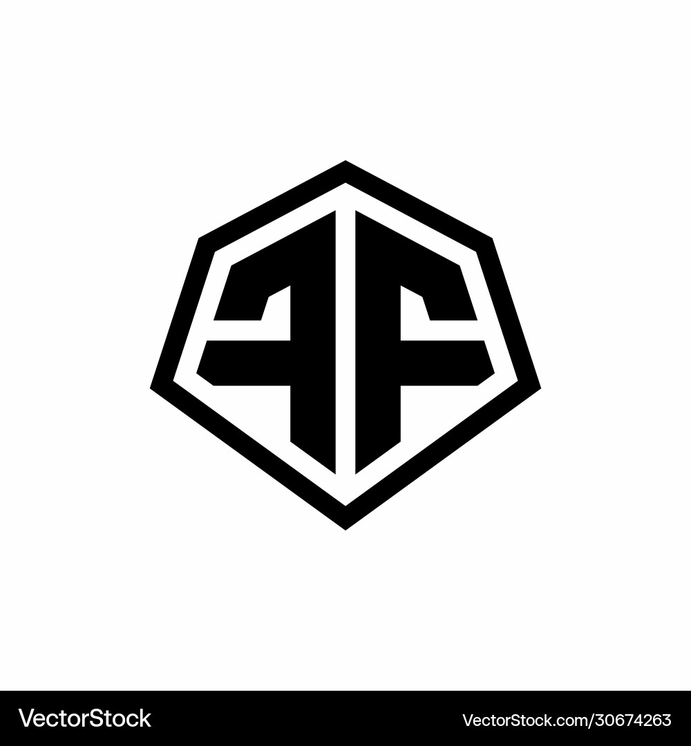 FF Monogram Logo - Hexagon Shape Royalty Free Vector Image