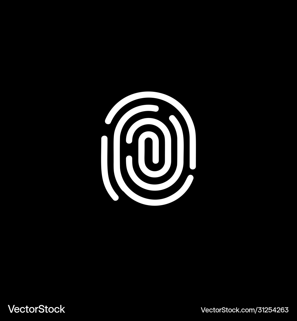 Fingerprint identification app scanner logo white Vector Image