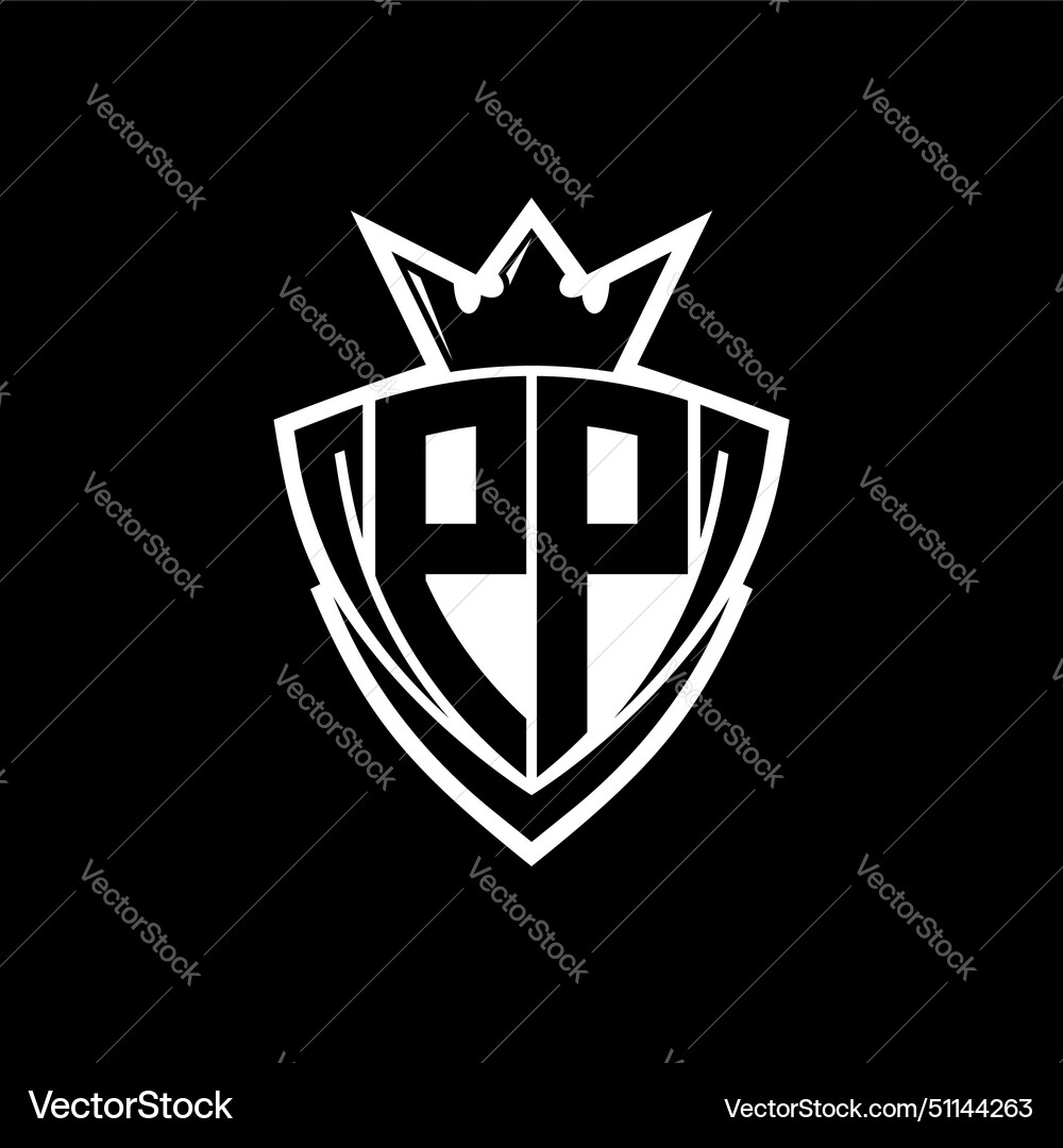 Pp letter logo with sharp triangle shield shape Vector Image