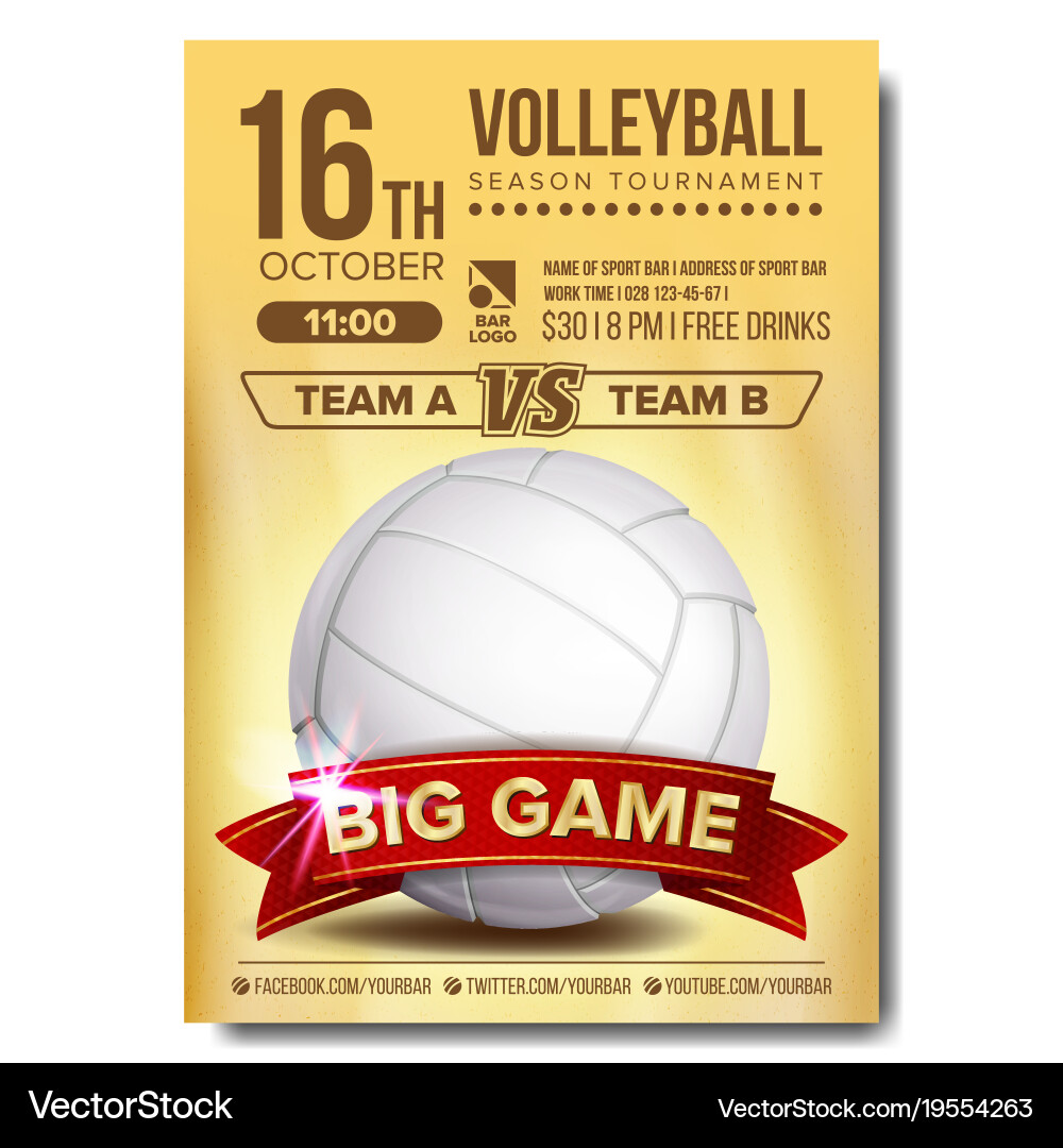Volleyball Poster Ball Sand Lizenzfreies Vektorbild
